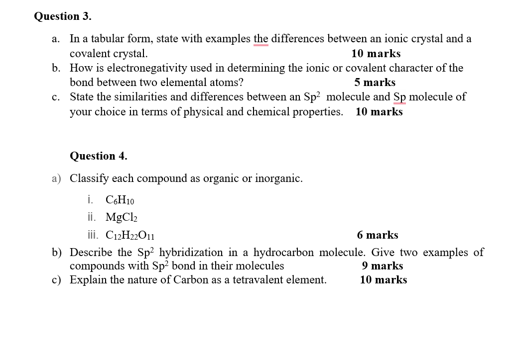 Solved Question 3. a. In a tabular form, state with examples | Chegg.com