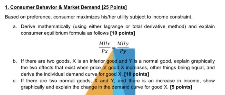 Solved 1. Consumer Behavior \& Market Demand [25 Points] | Chegg.com