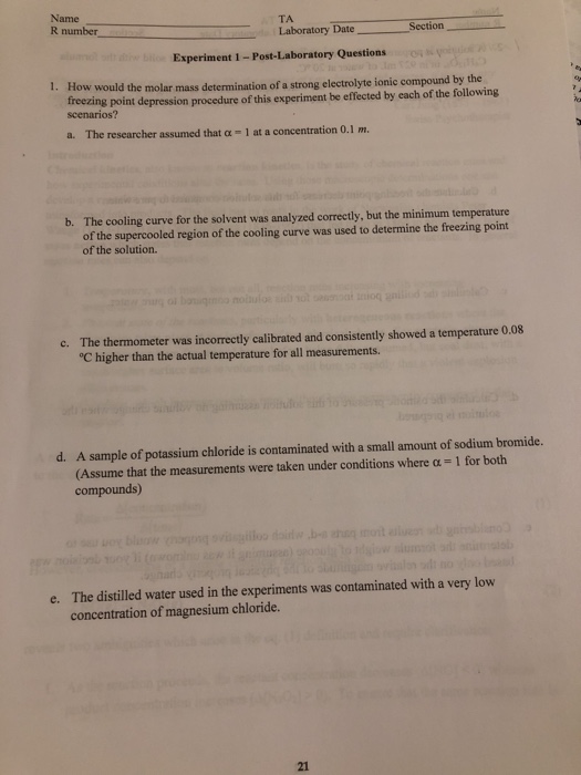 Solved Name R number TA Laboratory Date Section- 04 | Chegg.com