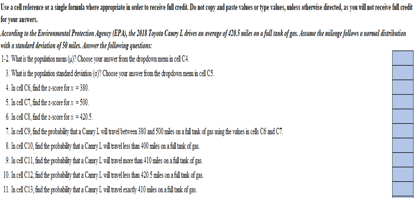 Solved question 11. In cell C13, find the probability that a | Chegg.com