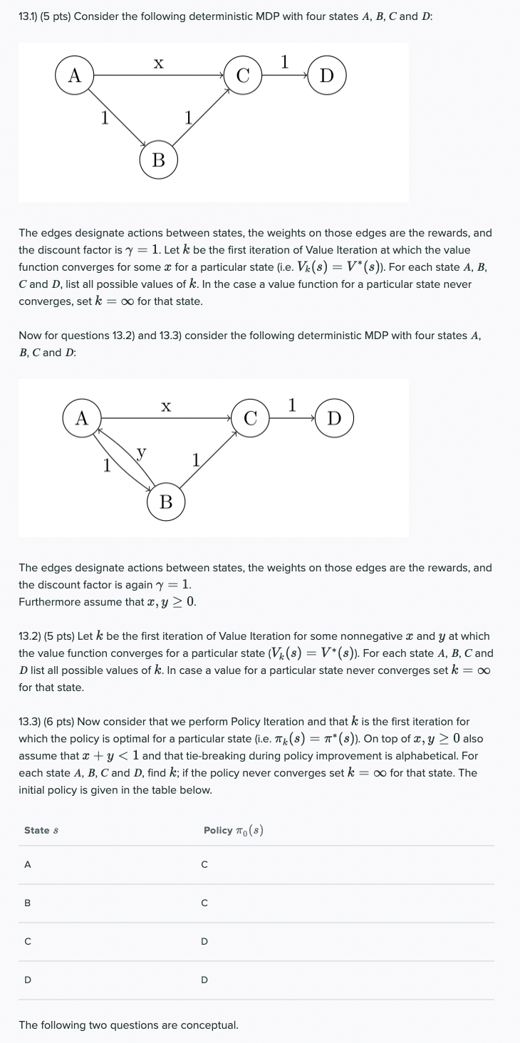 Solved 13.1) (5 pts) Consider the following deterministic | Chegg.com