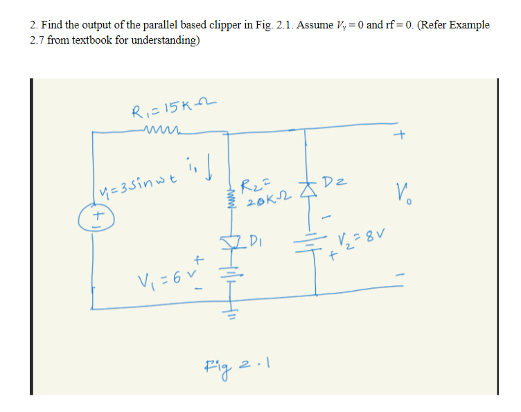 Solved 2. Find the output of the parallel based clipper in | Chegg.com