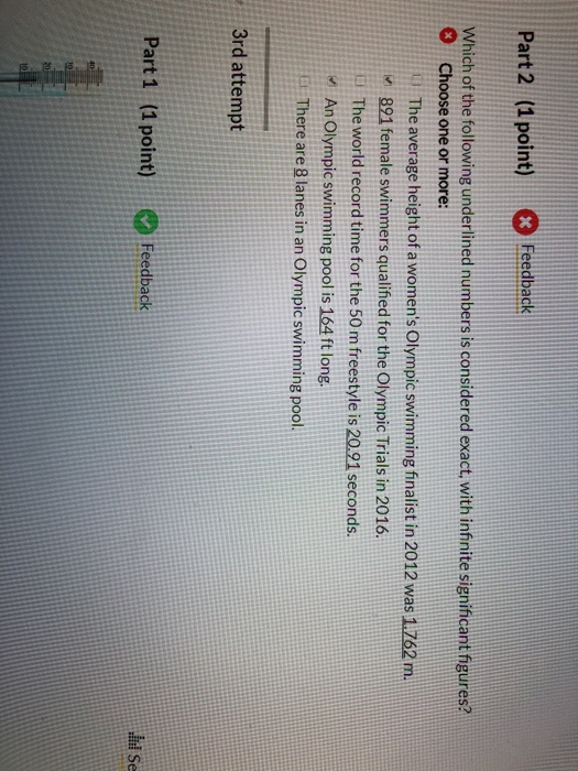 Solved Part 2 (1 point) Feedback Which of the following | Chegg.com