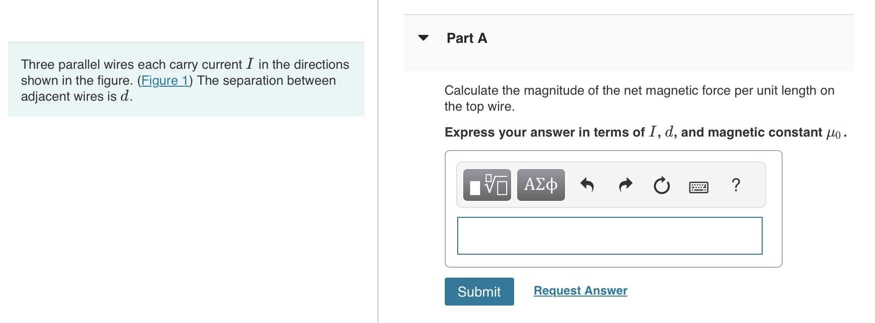 Three parallel wires each carry current I in the | Chegg.com