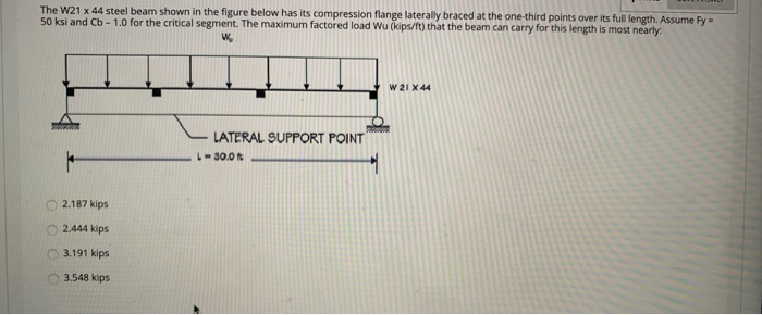 Solved The W21 x 44 steel beam shown in the figure below has | Chegg.com