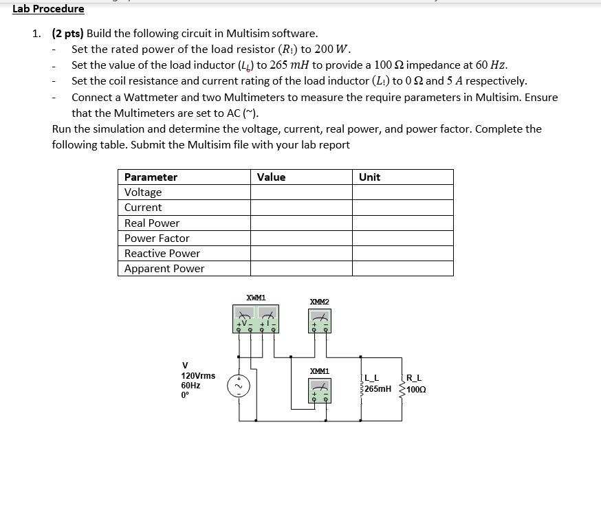 Solved Lab Procedure 1. (2 pts) Build the following circuit | Chegg.com