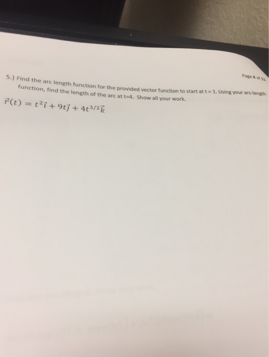 Solved Find the arc length function for the provided vector | Chegg.com