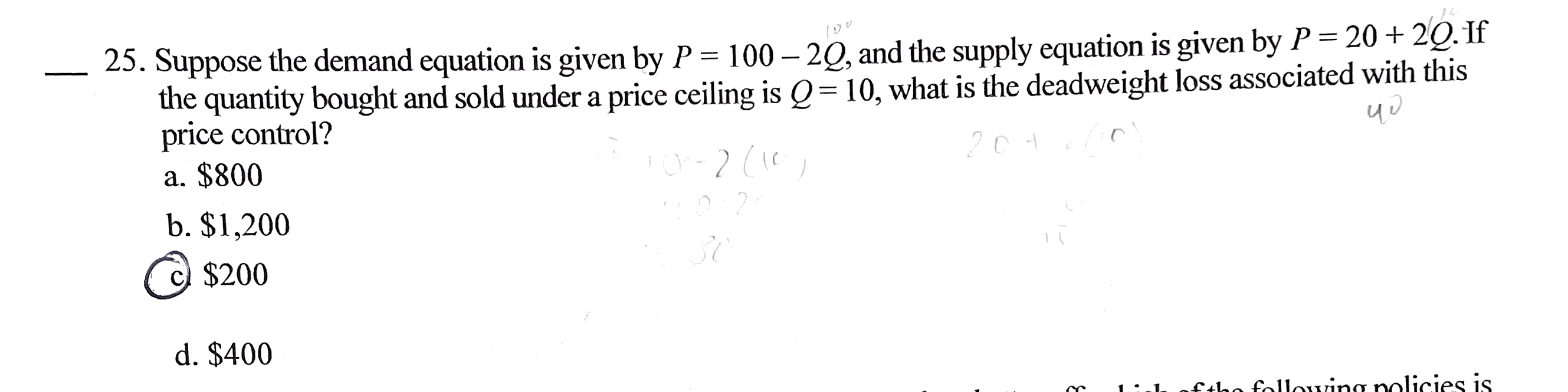 Solved = yo 25. Suppose the demand equation is given by P = | Chegg.com