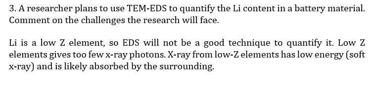 3. A researcher plans to use TEM-EDS to quantify the | Chegg.com