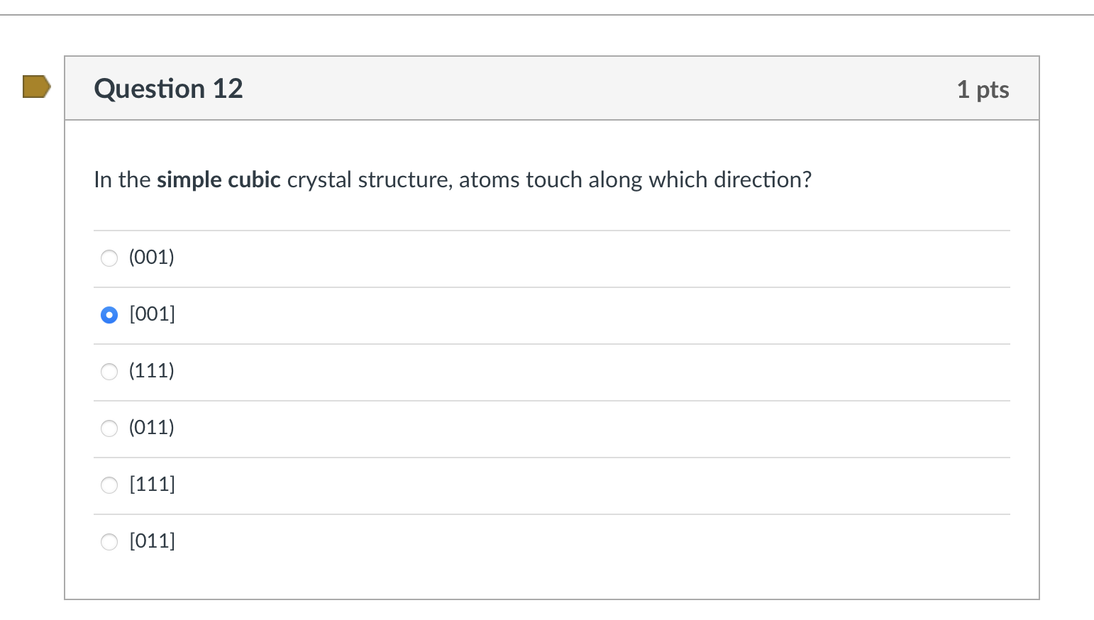 Solved Question 12In the simple cubic crystal structure, | Chegg.com