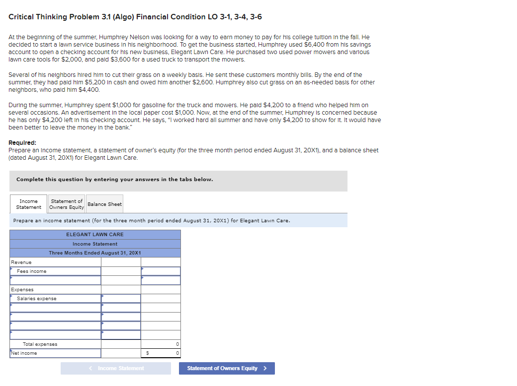 Solved Critical Thinking Problem 3.1 (Algo) Financial | Chegg.com