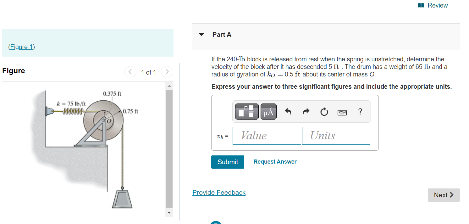Solved Figure If the 240 -lb block is released from rest | Chegg.com