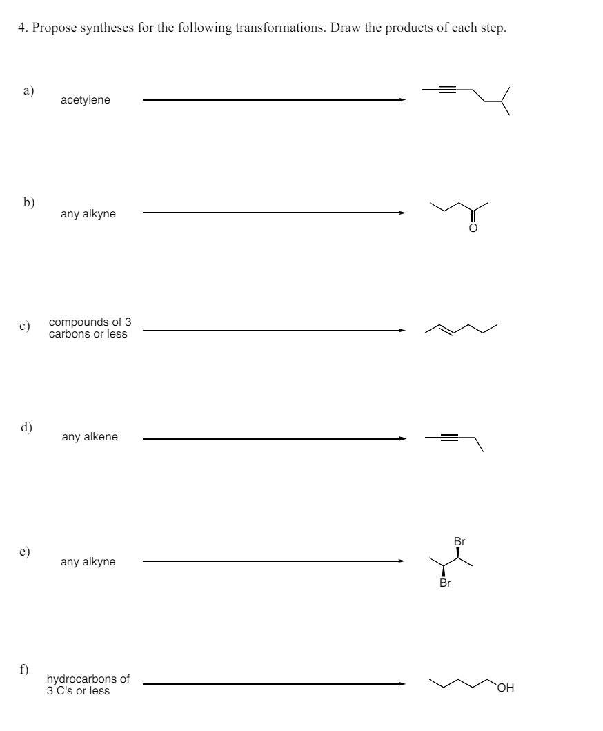 Propose syntheses for the following transformations. | Chegg.com
