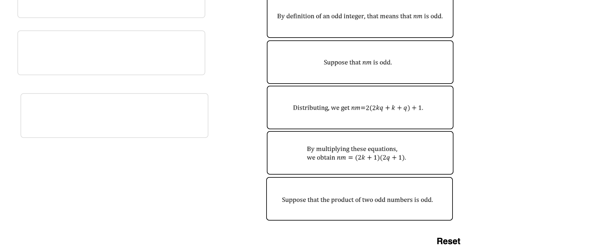 Solved Use the following building blocks in the right column | Chegg.com