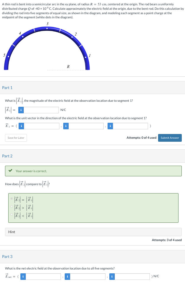 Solved A thin rod is bent into a semicircular arc in the xy | Chegg.com