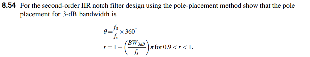 Solved .54 For the second-order IIR notch filter design | Chegg.com