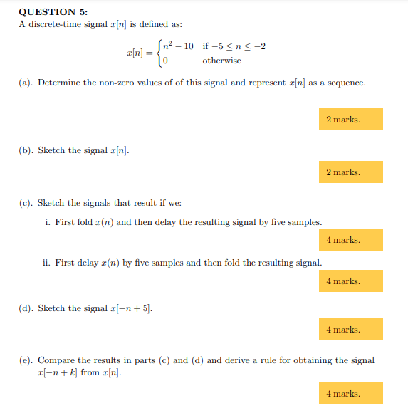 Solved QUESTION 5: A discrete-time signal x[n] is defined | Chegg.com