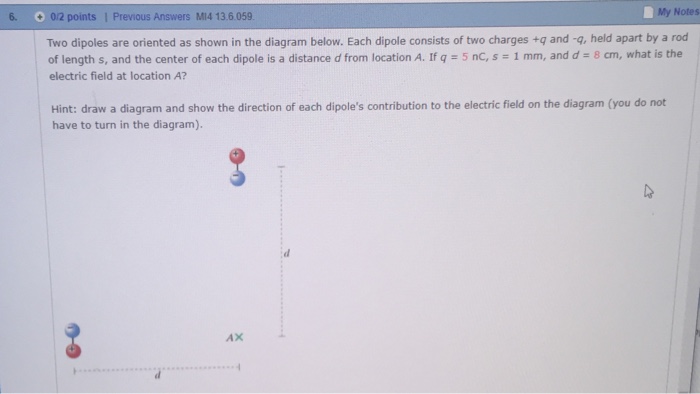 Solved Two dipoles are oriented as shown in the diagram | Chegg.com