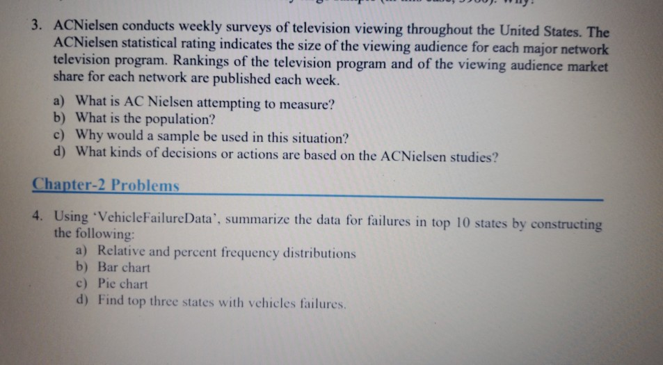 Solved 3. ACNielsen conducts weekly surveys of television | Chegg.com