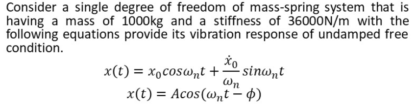 Solved Consider a single degree of freedom of mass-spring | Chegg.com