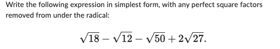 Solved Write the following expression in simplest form, with | Chegg.com
