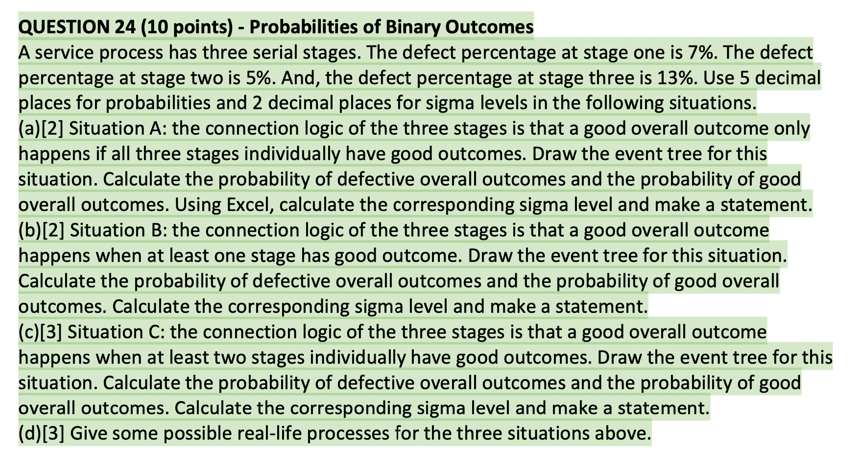 Solved UESTION 24 (10 points) - Probabilities of Binary | Chegg.com