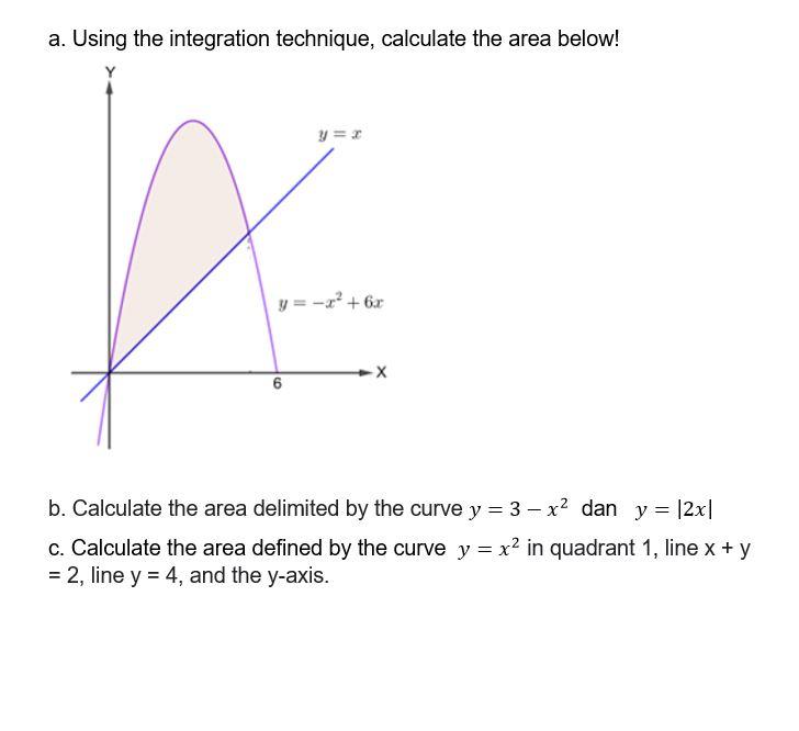 Solved a. Using the integration technique, calculate the | Chegg.com