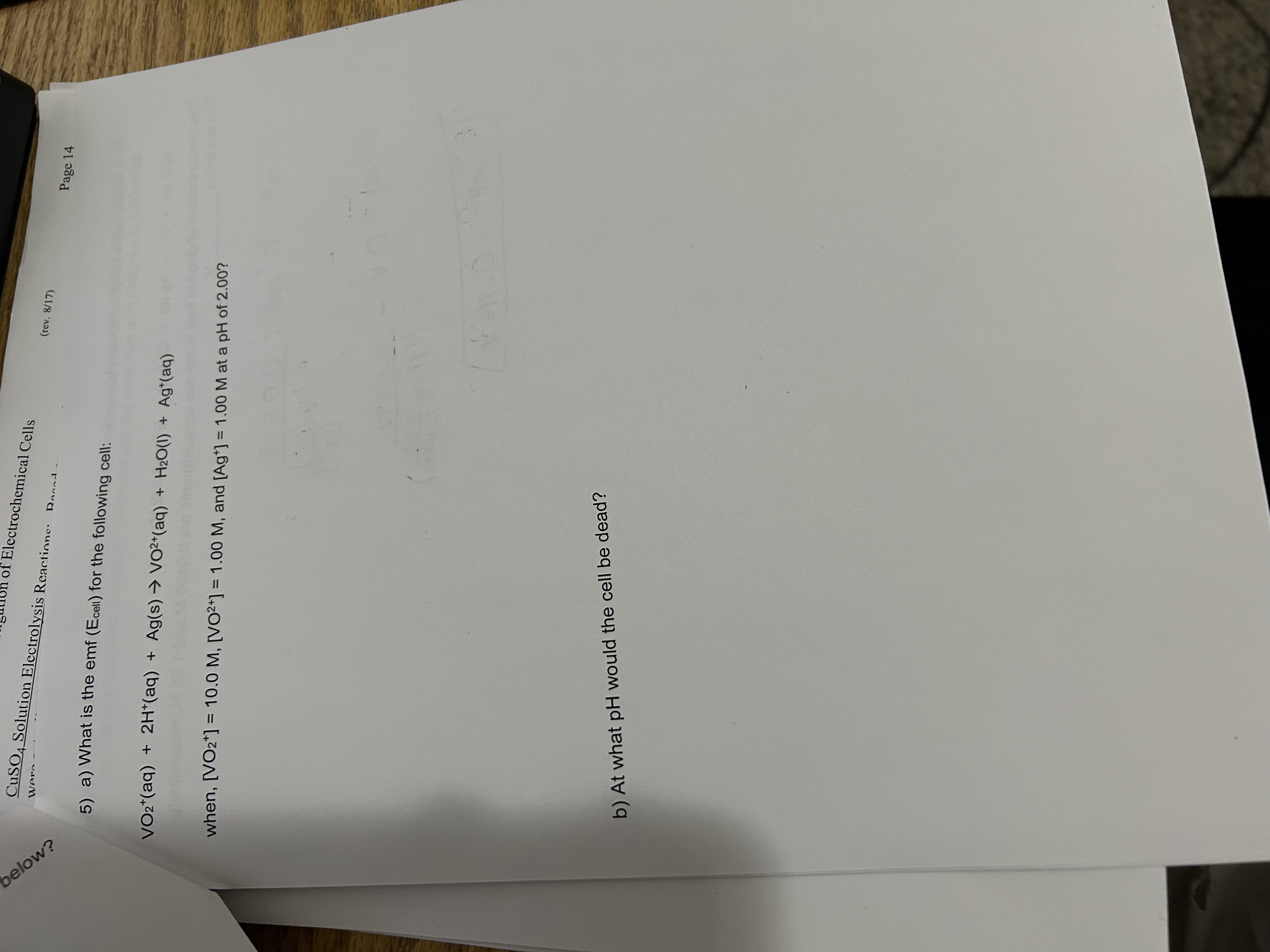 Solved a) ﻿What is the emf (Ecell) ﻿for the following | Chegg.com