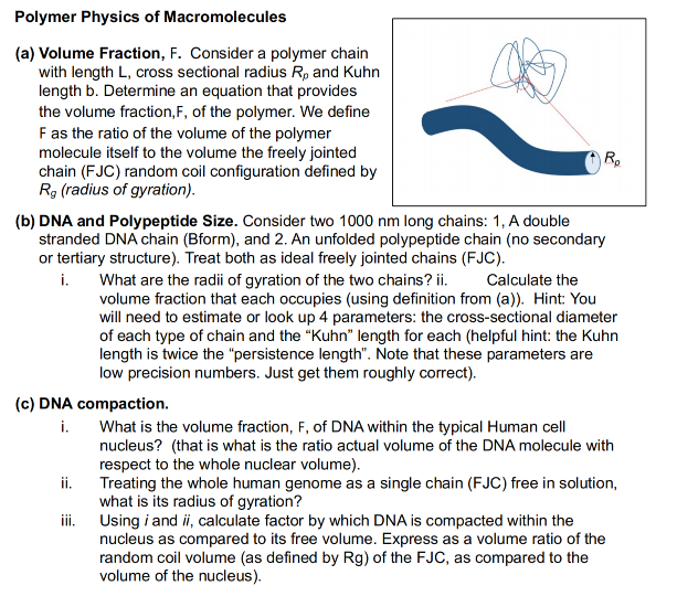 Solved (a) Volume Fraction, F. Consider a polymer chain with | Chegg.com