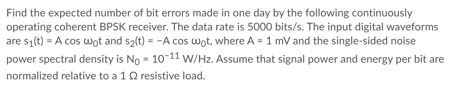 Solved - Find the expected number of bit errors made in one | Chegg.com