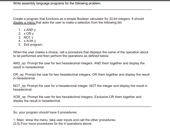 Solved Write assembly language programs for the following | Chegg.com