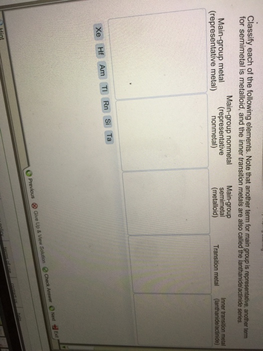 Solved Classify each of the following elements. Note that | Chegg.com