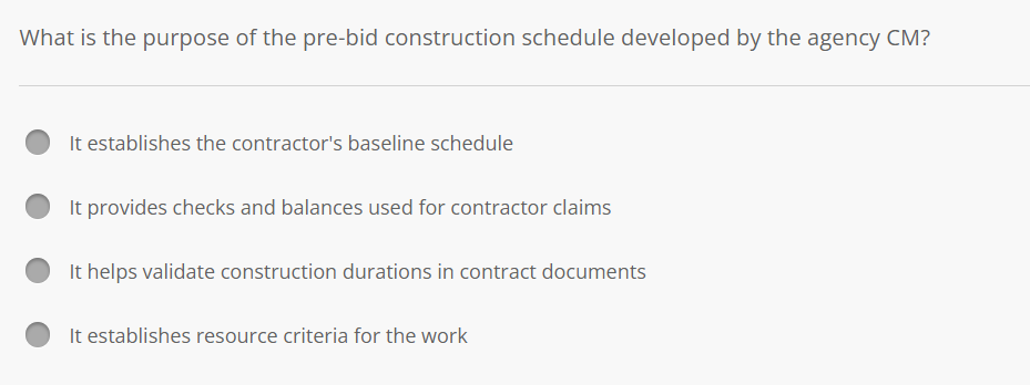 Solved What is the purpose of the pre-bid construction | Chegg.com