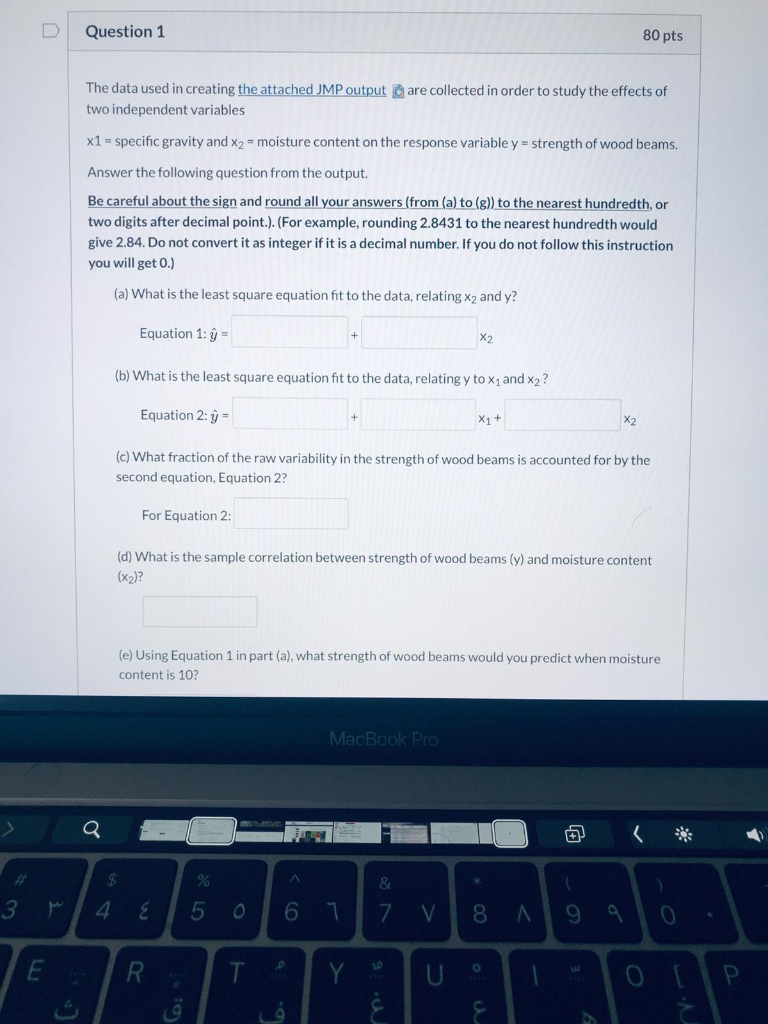 Solved Question 1 80 pts The data used in creating the | Chegg.com