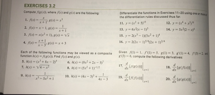Solved EXERCISES 3.2 Compute fg(x), where f(x) and g(x) are | Chegg.com