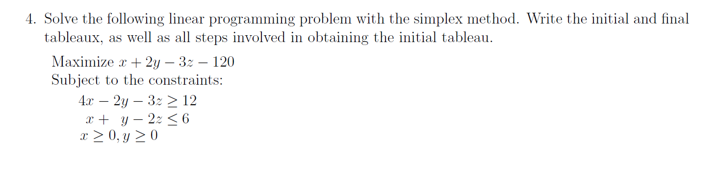 Solved 4. Solve the following linear programming problem | Chegg.com