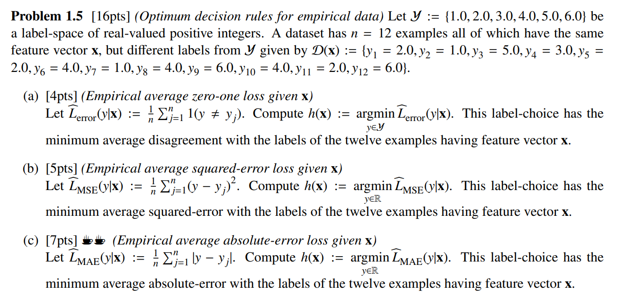 Problem 1.5 [16pts] (Optimum decision rules for | Chegg.com