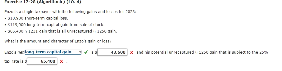 Solved Exercise 17-28 (Algorithmic) (LO. 4)Enzo is a single | Chegg.com