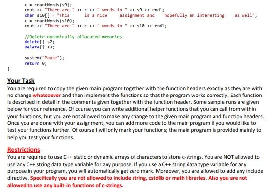 Solved #include using namespace std; int stringLength | Chegg.com
