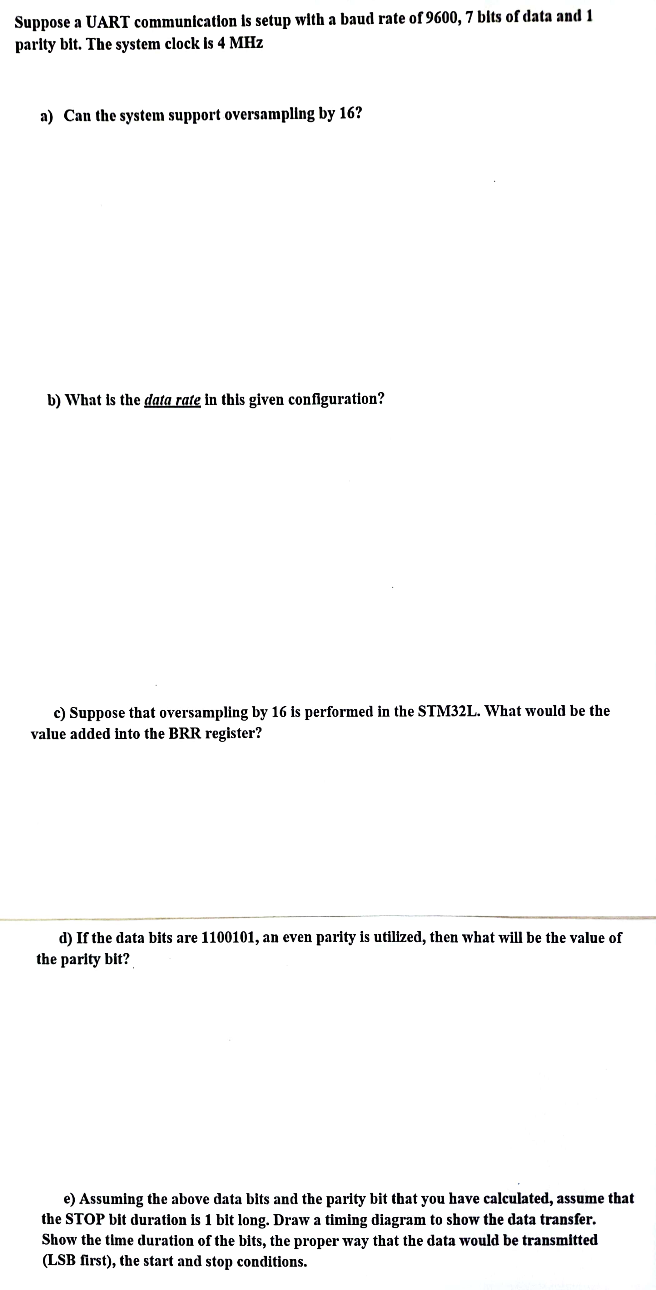 Solved Suppose a UART communication is setup with a baud | Chegg.com