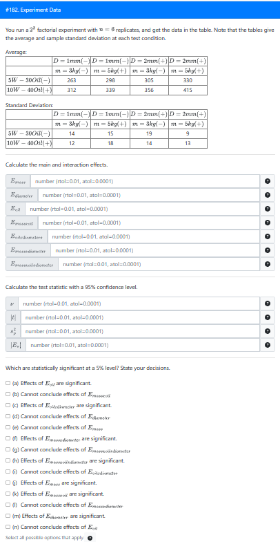 Solved You run a 23 factorial experiment with n=6 | Chegg.com