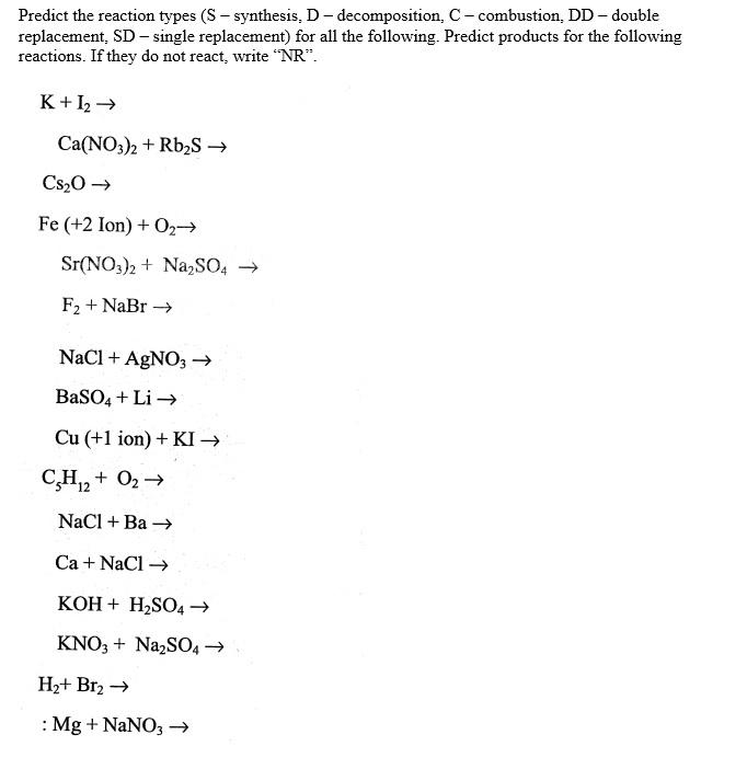 Solved Predict the reaction types (S-synthesis. | Chegg.com