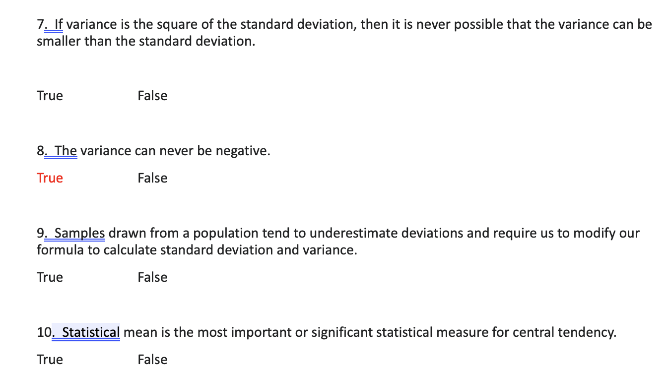 Solved 7. If variance is the square of the standard | Chegg.com