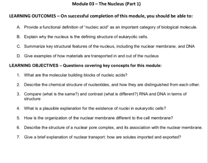 Solved Module 03- The Nucleus (Part 1) LEARNING OUTCOMES-On | Chegg.com