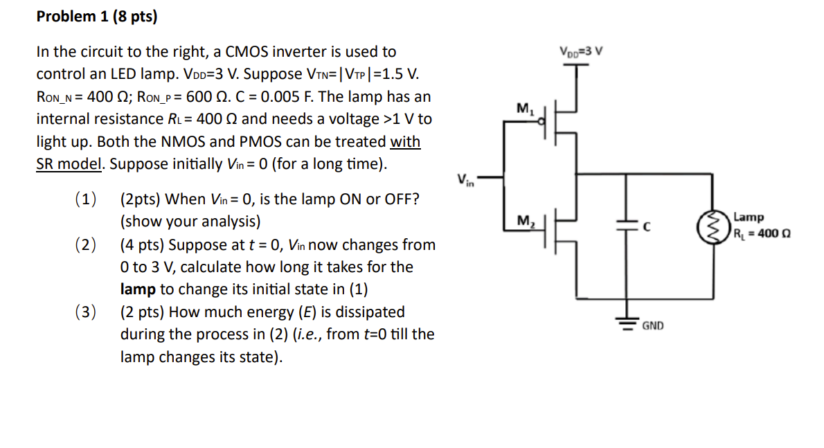 Solved In the circuit to the right, a CMOS inverter is used | Chegg.com