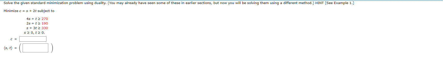 Solved Solve the given standard minimization problem using | Chegg.com