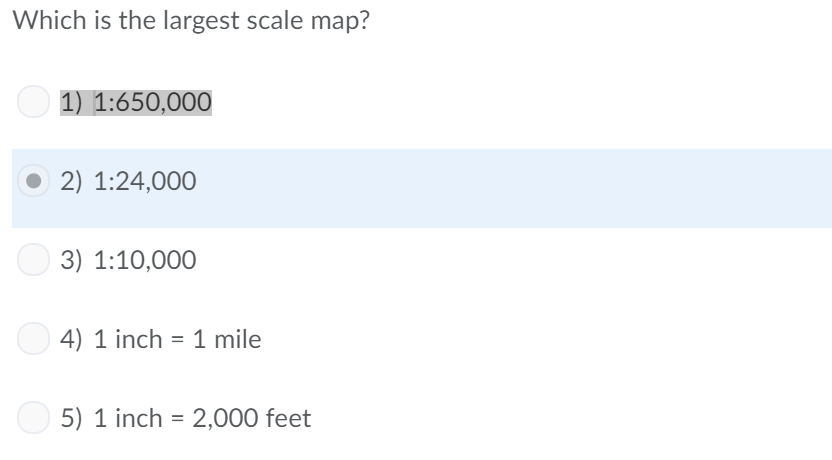 Solved Which is the largest scale map? 1) 1:650,000 2) | Chegg.com