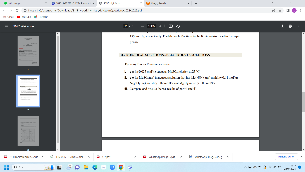 Solved 175mmHg, respectively. Find the mole fractions in the | Chegg.com