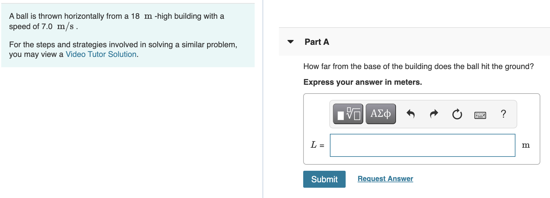 Solved A ball is thrown horizontally from a 18 m -high | Chegg.com