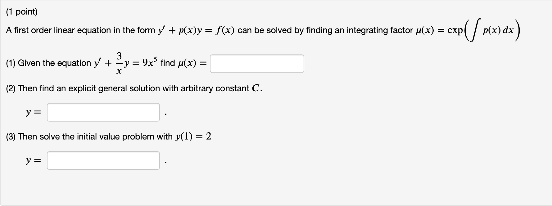 Solved A first order linear equation in the form | Chegg.com
